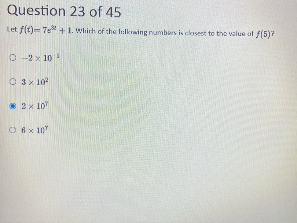 Let $f(t) = 7e^{3t} + 1$. Which of the | StudyX