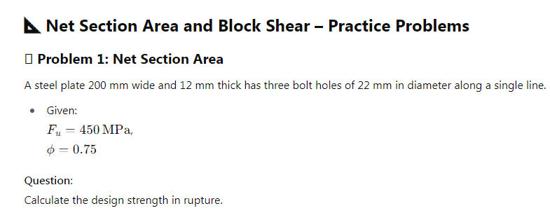 A Net Section Area and Block Shear - | StudyX
