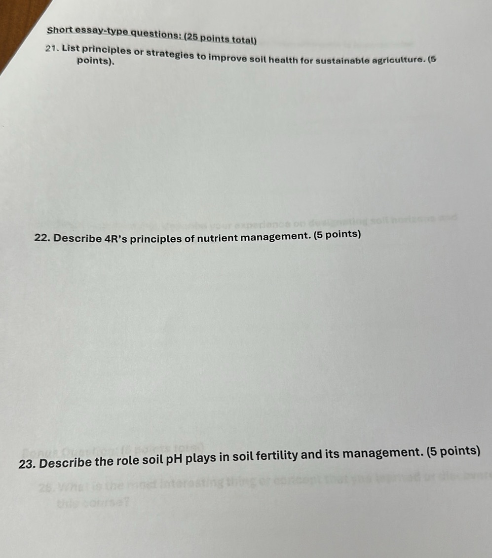 Short essay-type questions: (25 points | StudyX