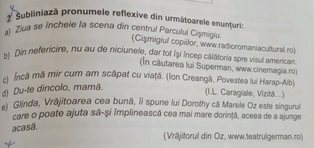 2 Subliniază pronumele reflexive din | StudyX