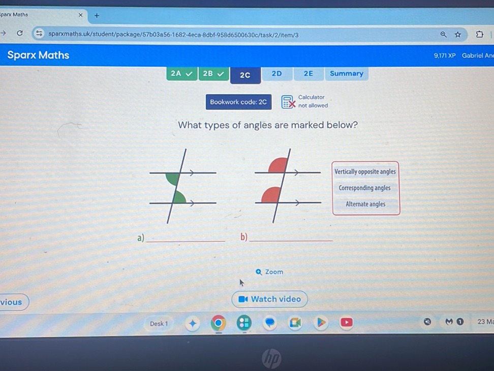 What types of angles are marked below? a) | StudyX