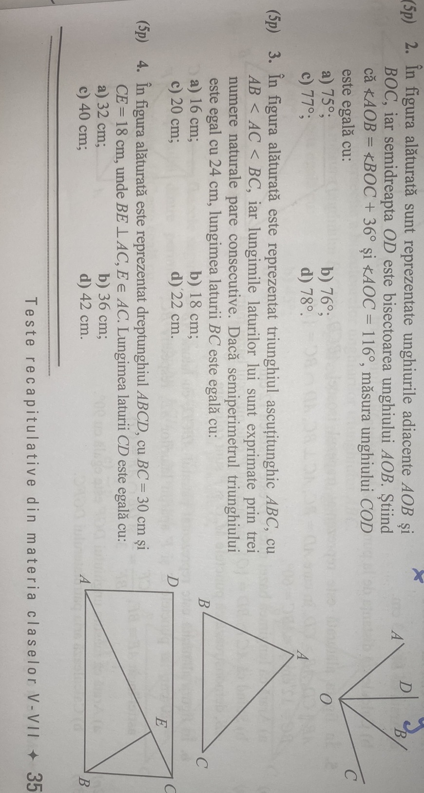 (5p) 2. În figura alăturată sunt | StudyX