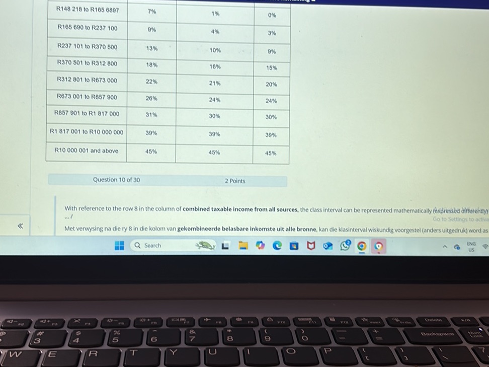 The image shows a table with income ranges | StudyX