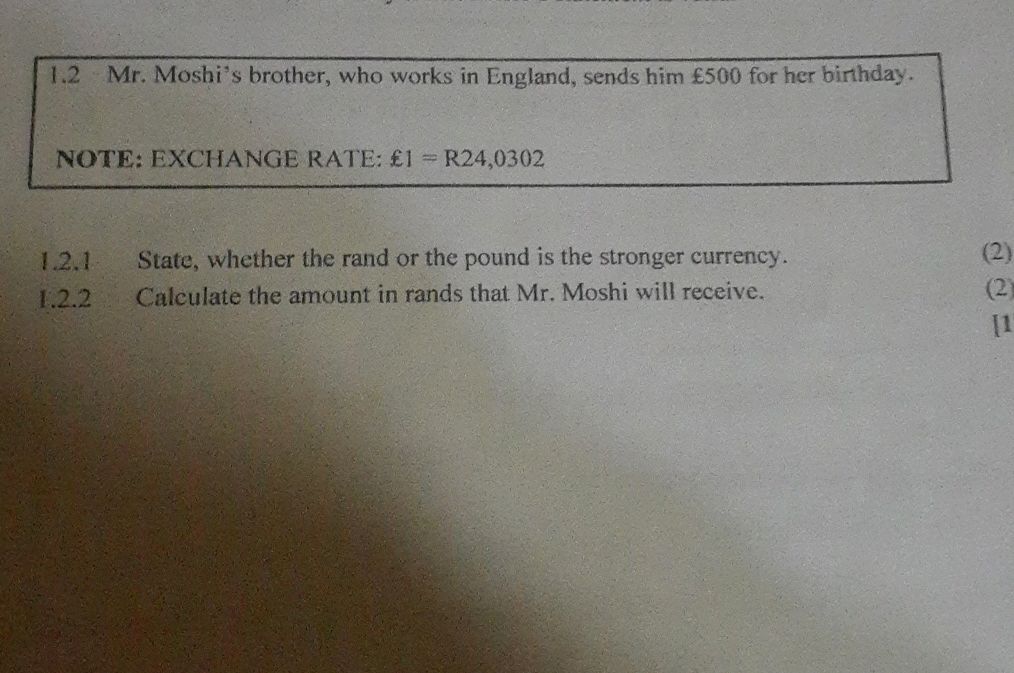 1.2 Mr. Moshi's brother, who works in | StudyX