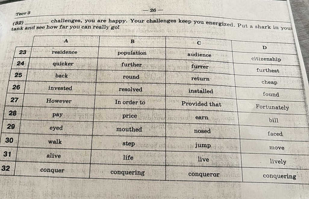 (32) _______ challenges, you are happy. Your | StudyX