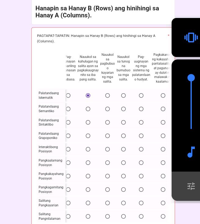 Hanapin sa Hanay B (Rows) ang hinihingi sa | StudyX