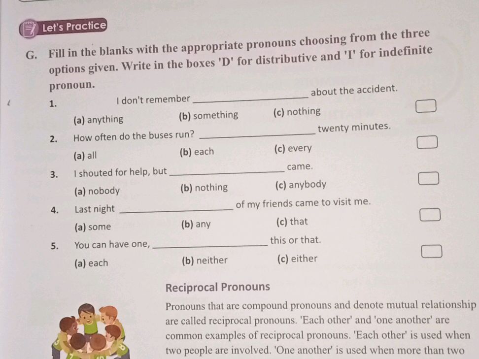 G. Fill in the blanks with the appropriate | StudyX