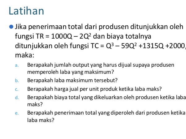 Jika penerimaan total dari produsen | StudyX