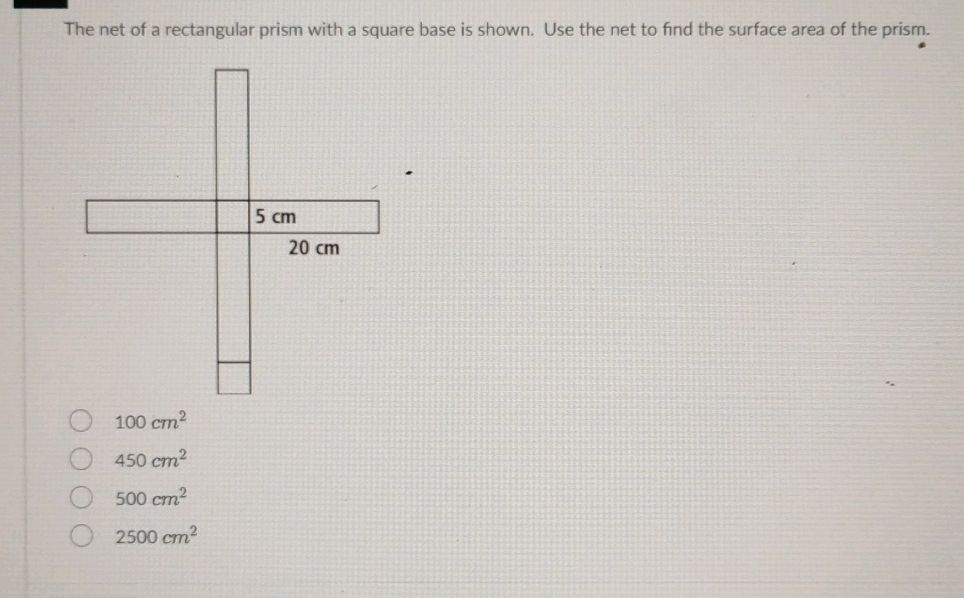 The net of a rectangular prism with a square | StudyX
