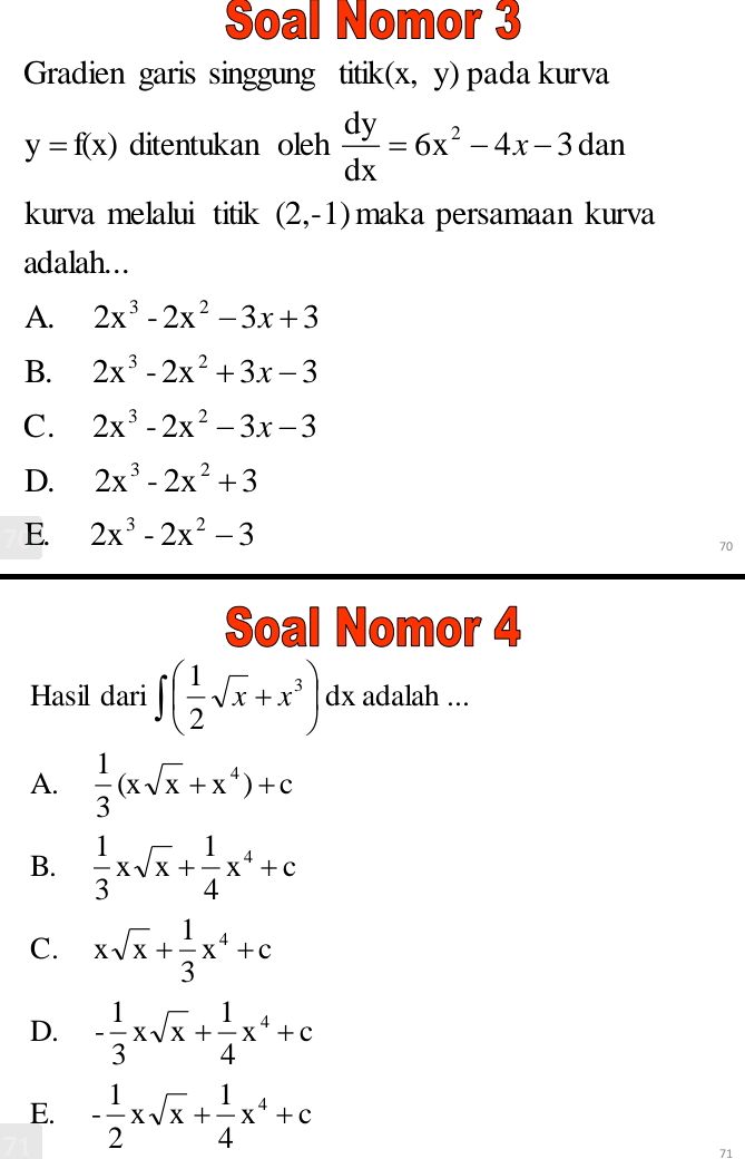 Soal Nomor 3 Gradien garis singgung titik(x, | StudyX