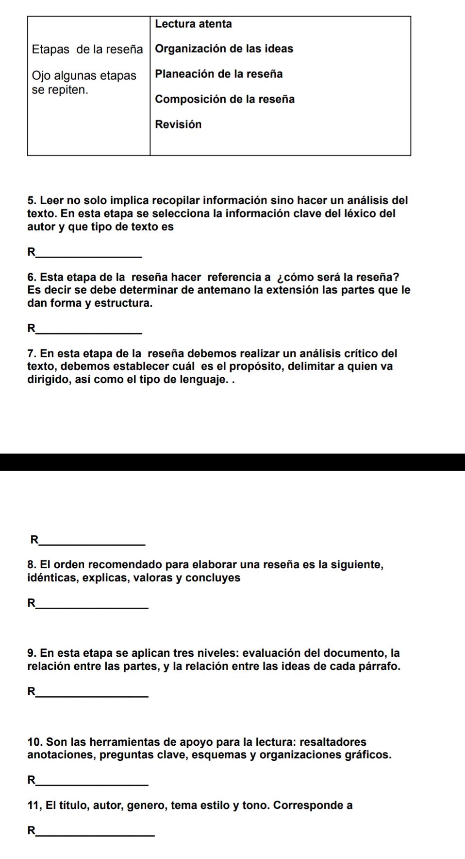 ## Lectura atenta | Etapas de la reseña | | StudyX