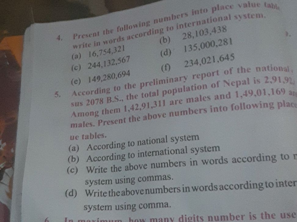 4. Present the following numbers into place | StudyX