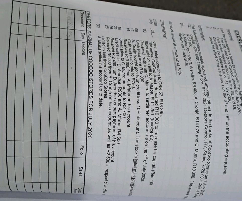 EXERCISES Use the transactions below to | StudyX