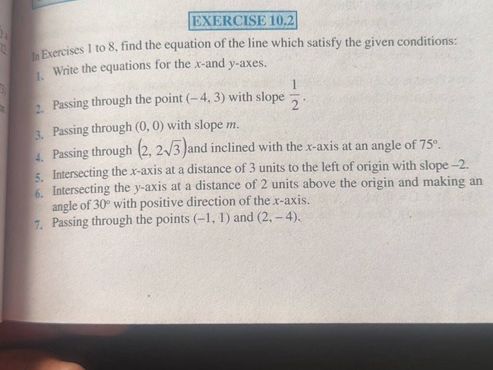 In Exercises 1 to 8, find the equation of | StudyX