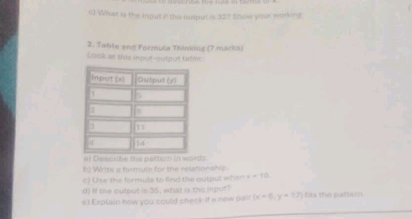 c) What is the input if the output is 32? | StudyX