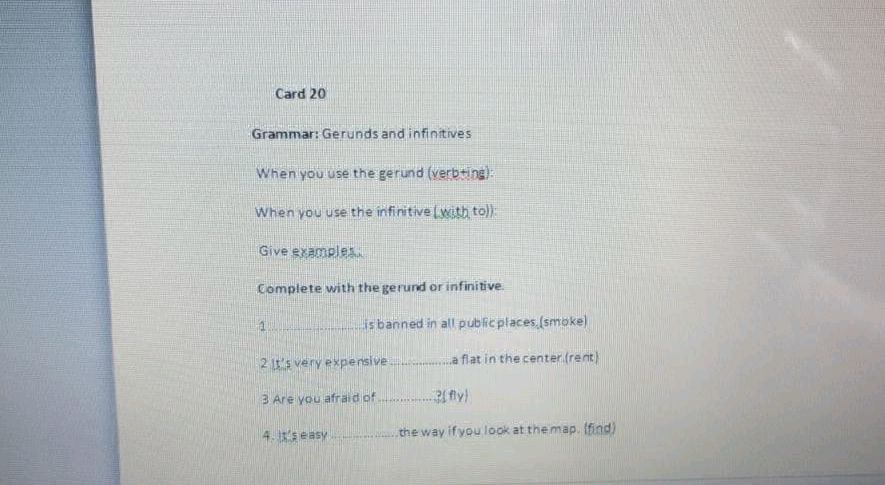 Grammar: Gerunds and infinitives Complete | StudyX