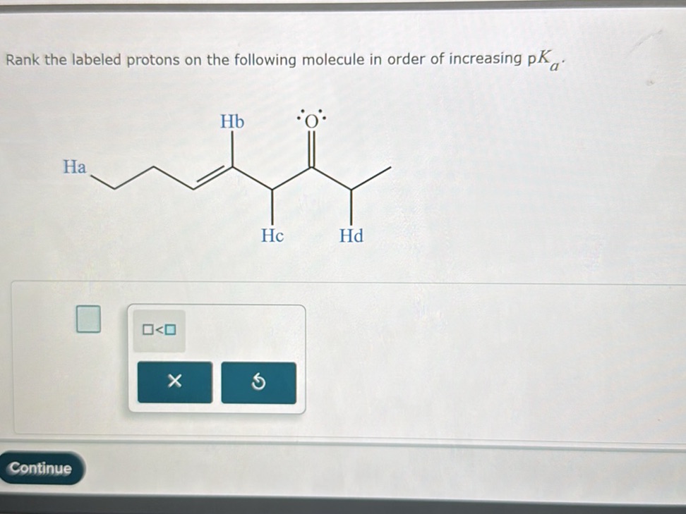Rank the labeled protons on the following | StudyX