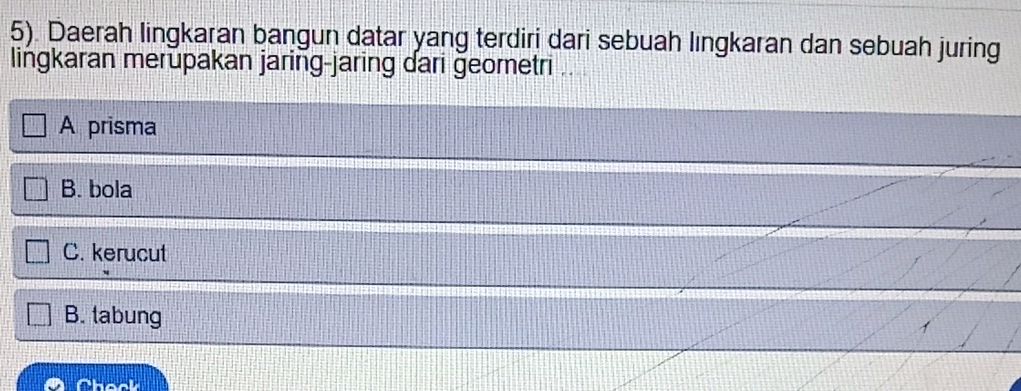 5) Daerah lingkaran bangun datar yang | StudyX