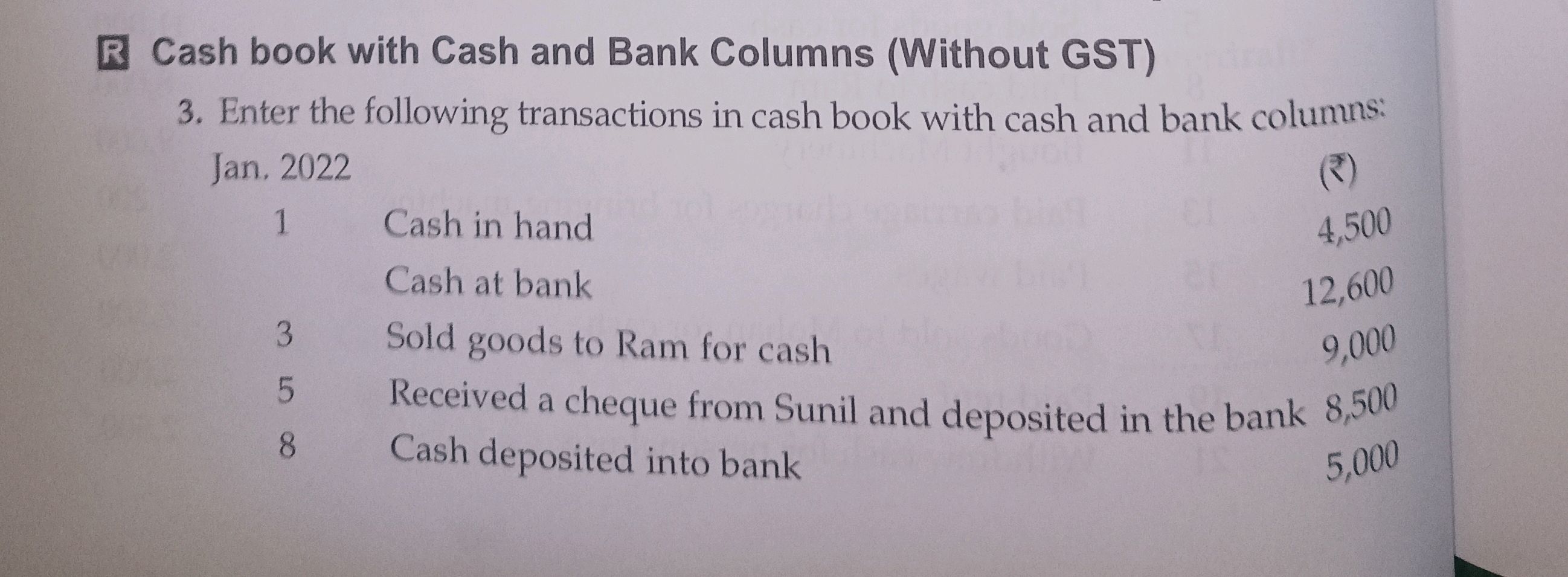 3. Enter the following transactions in cash | StudyX