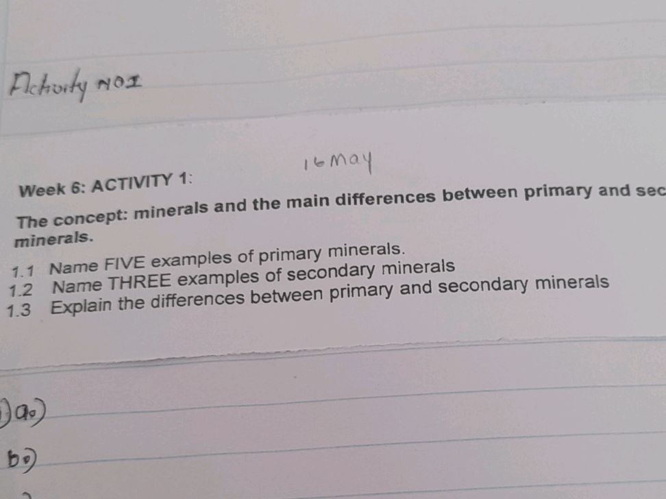 Week 6: ACTIVITY 1: The concept: minerals | StudyX