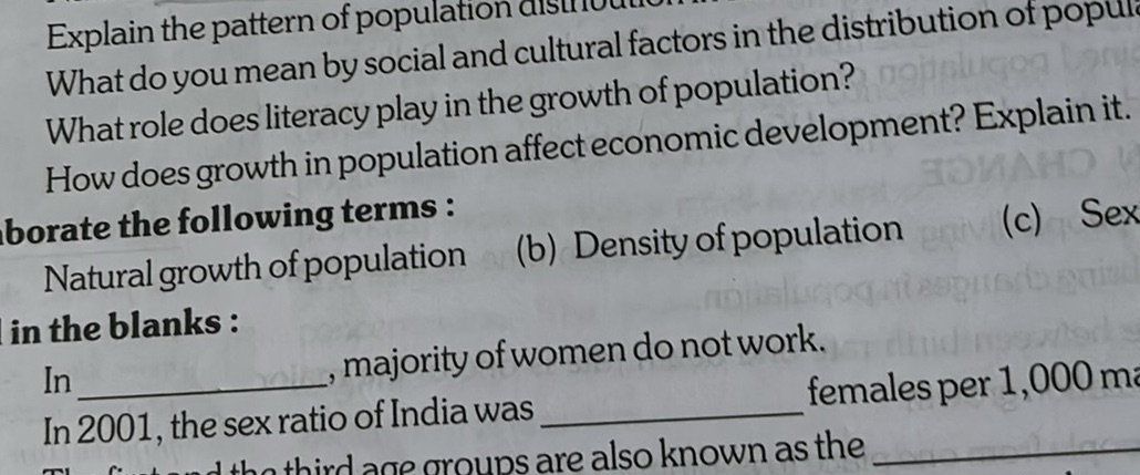 Explain the pattern of population | StudyX