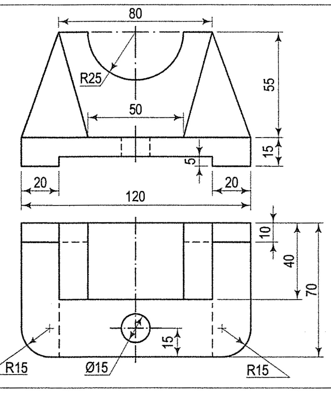 The image shows a 2D engineering drawing of | StudyX