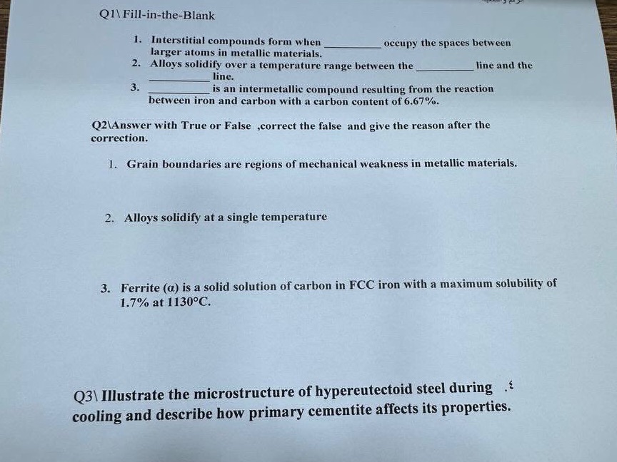 Q1-in-the-Blank 1. Interstitial compounds | StudyX