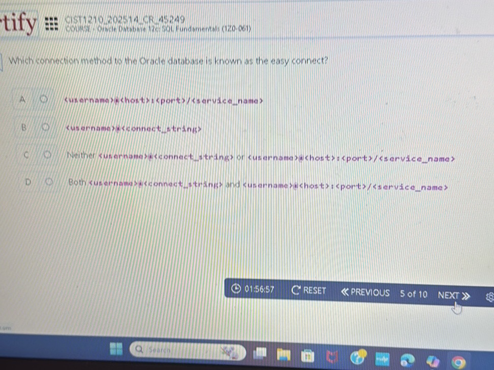 Which connection method to the Oracle | StudyX