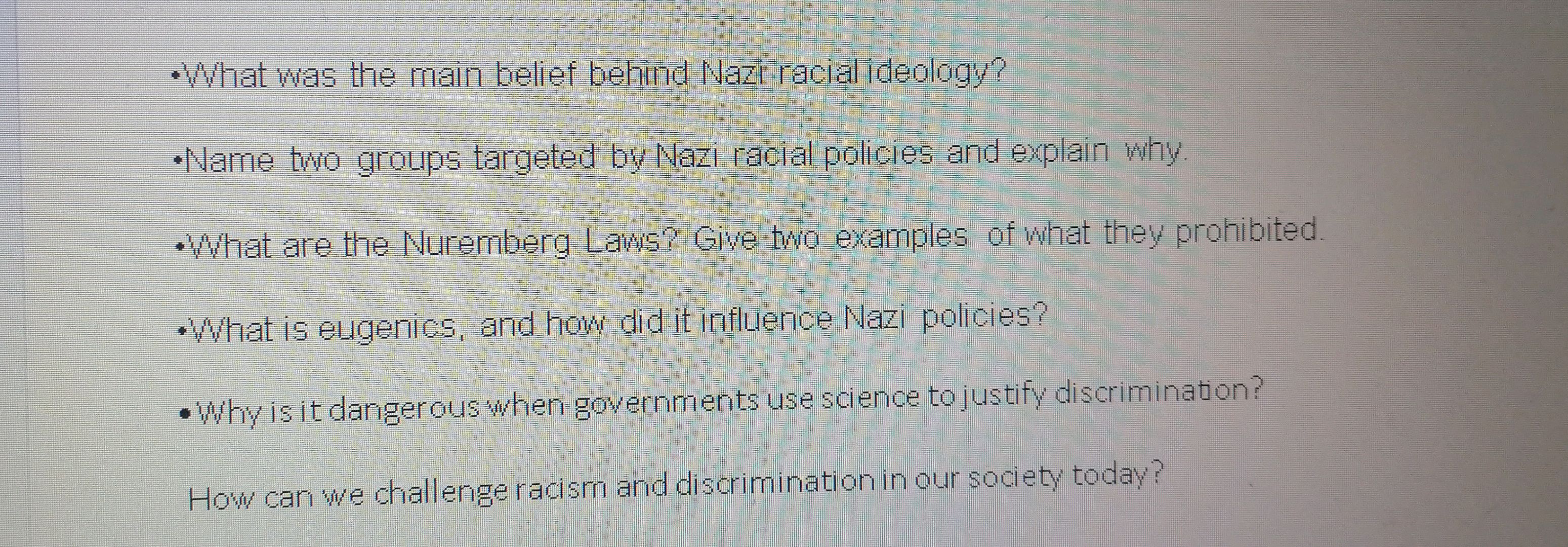What was the main belief behind Nazi racial | StudyX