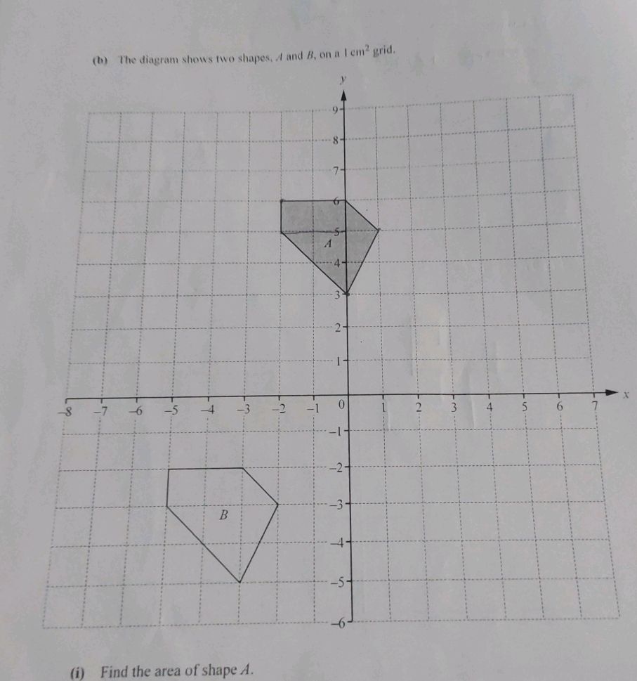 (b) The diagram shows two shapes, A and B, | StudyX