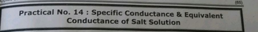 Practical No. 14 : Specific Conductance | StudyX