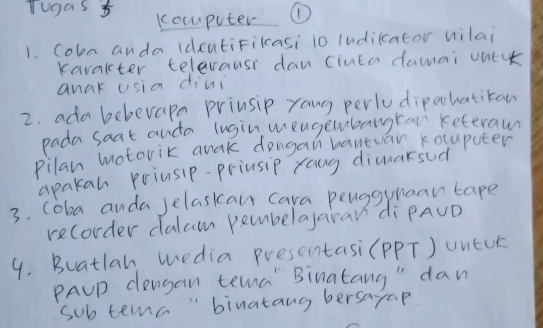 1. Coba anda identifikasi 10 indikator nilai | StudyX