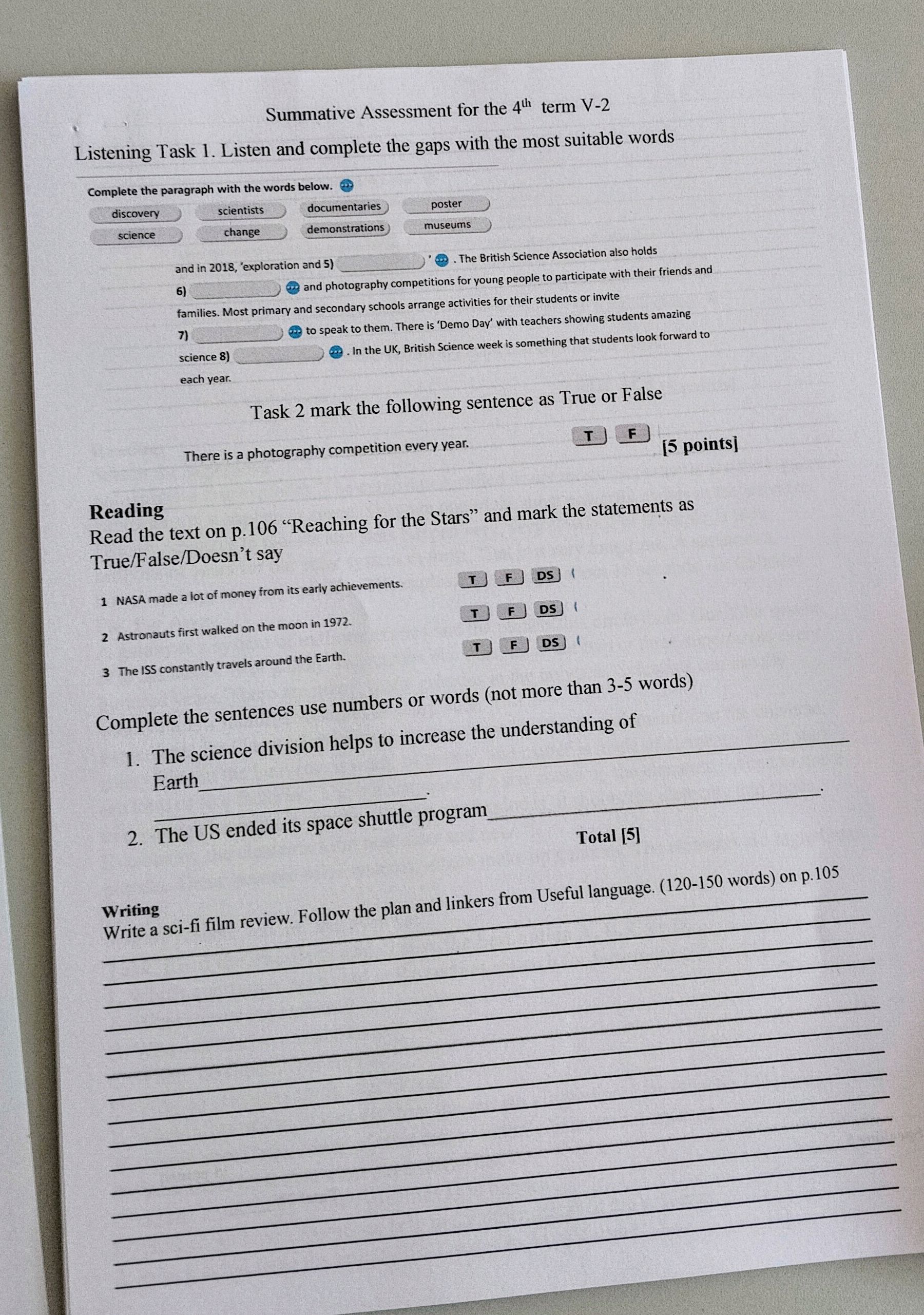 Listening Task 1. Listen and complete the | StudyX