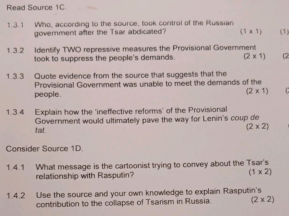 Read Source 1C. 1.3.1 Who, according to the | StudyX