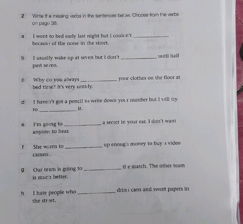 2 Write the missing verbs in the sentences | StudyX