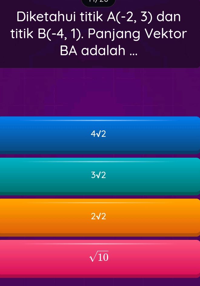 Diketahui titik A(-2, 3) dan titik B(-4, 1). | StudyX