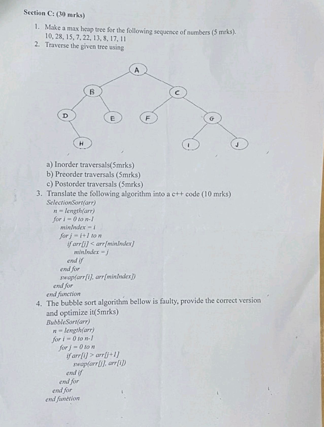 1. Make a max heap tree for the following | StudyX