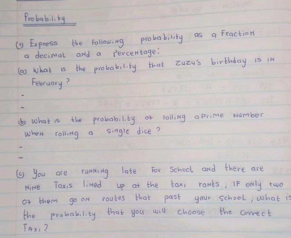 (1) Express the following probability as a | StudyX