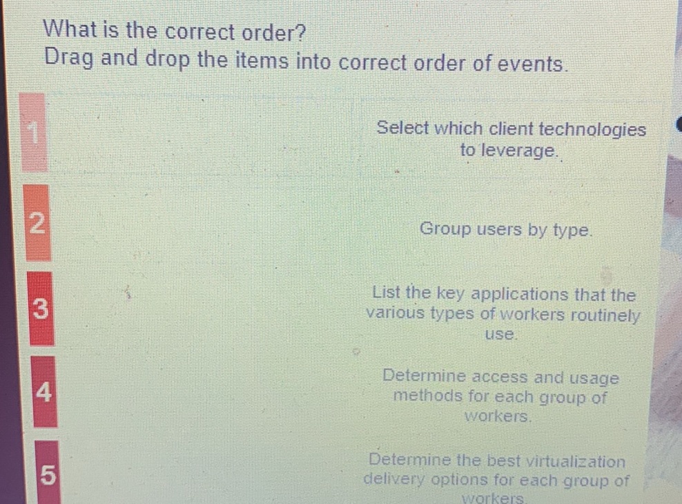 What is the correct order? Drag and drop the | StudyX