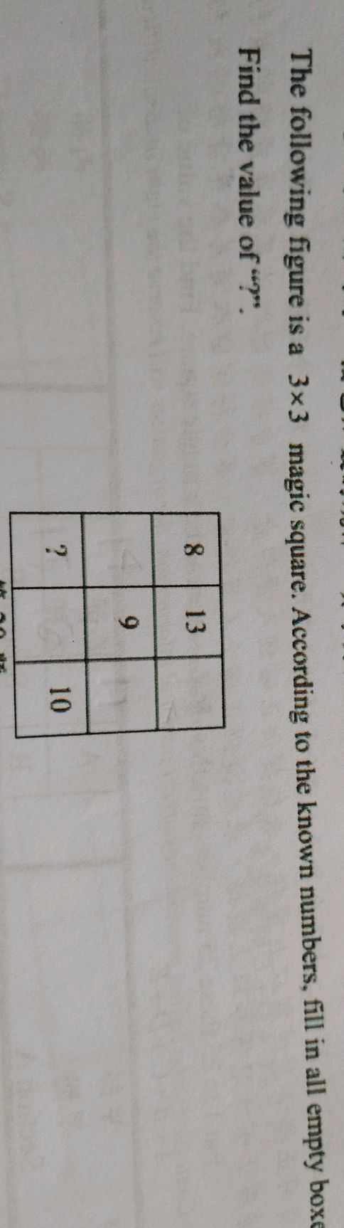 The following figure is a 3x3 magic square. | StudyX