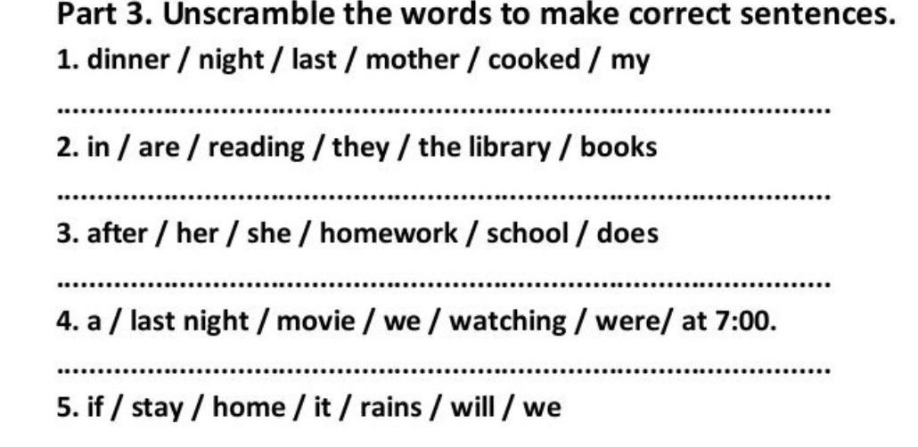 Part 3. Unscramble the words to make correct | StudyX