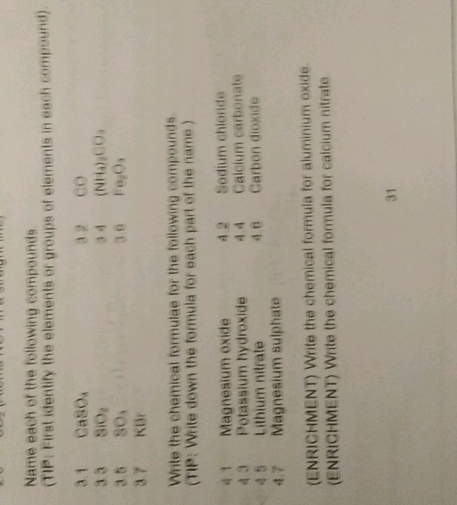 Name each of the following compounds. (TIP: | StudyX
