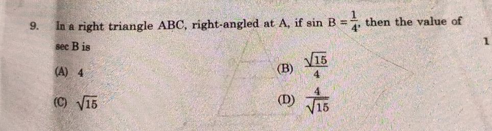 9. In a right triangle ABC, right-angled at | StudyX