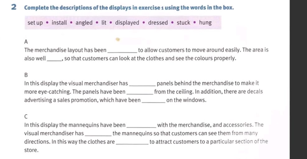 2 Complete the descriptions of the displays | StudyX