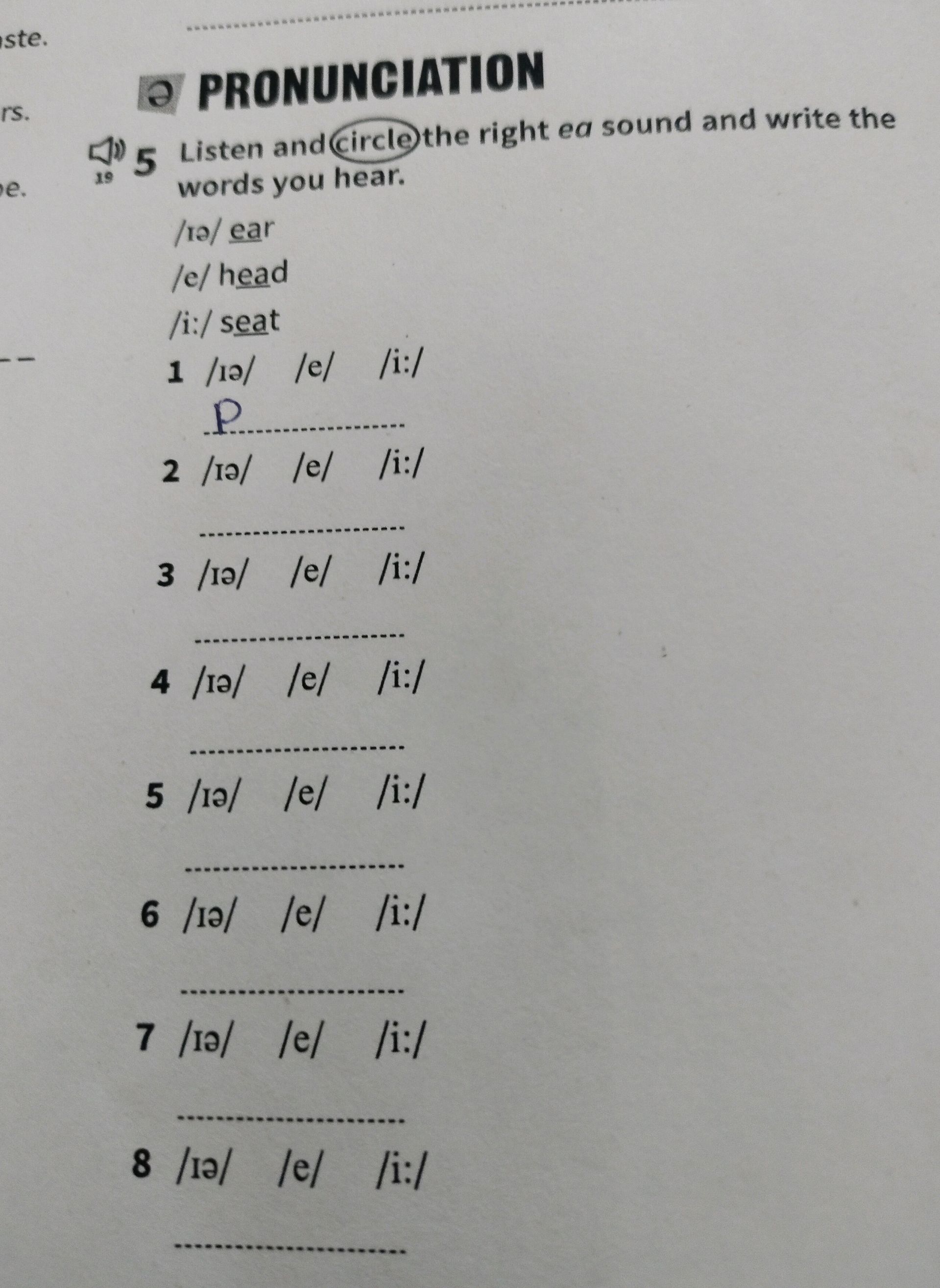 Listen and circle the right *ea* sound and | StudyX
