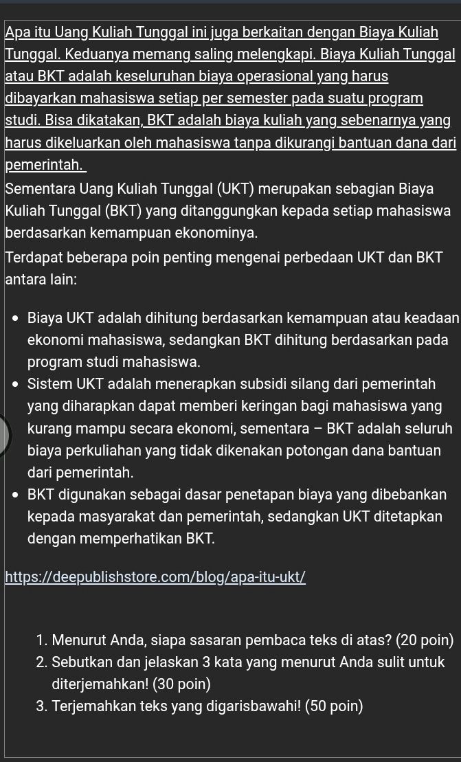 1. Menurut Anda, siapa sasaran pembaca teks | StudyX