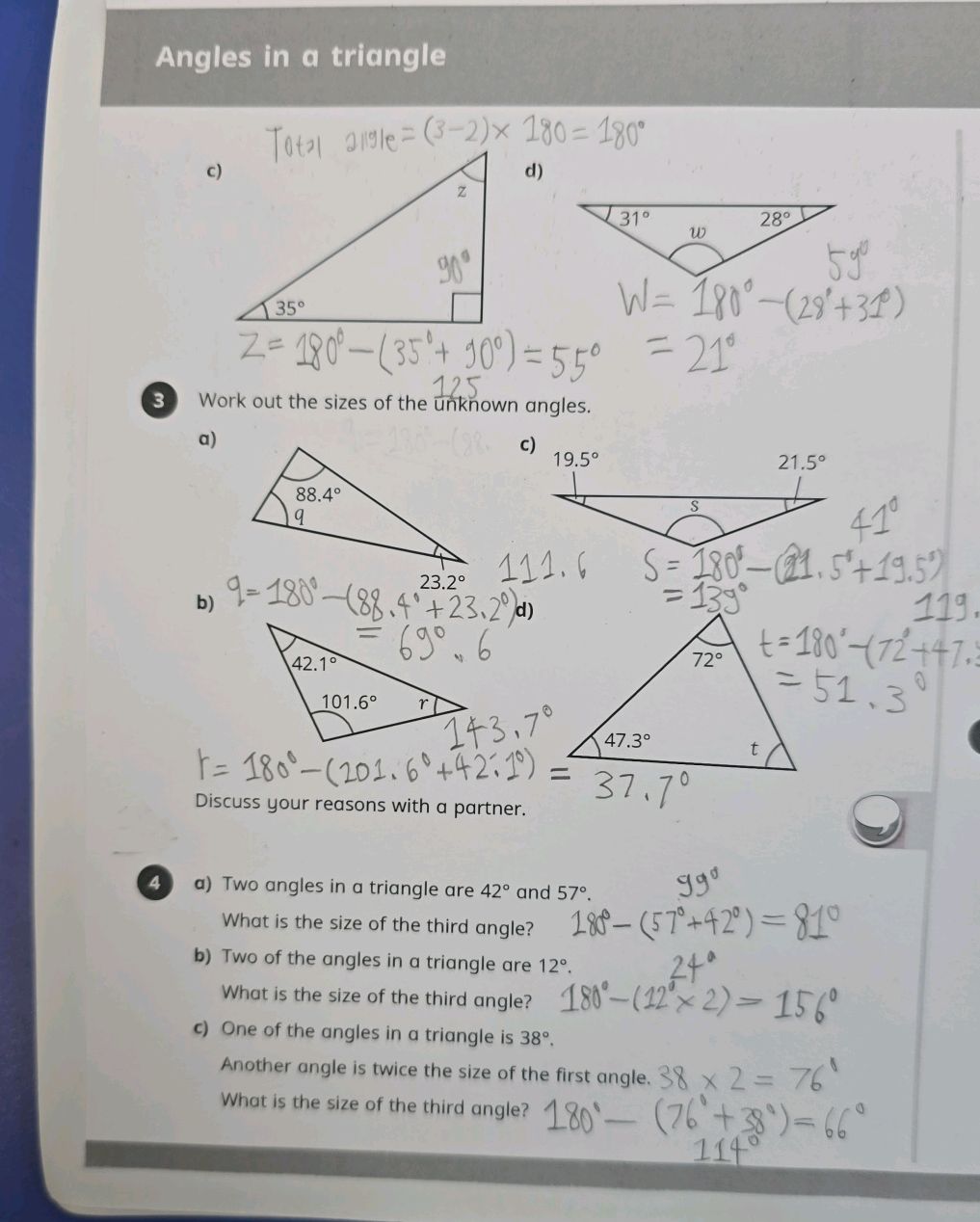 3. Work out the sizes of the unknown angles. | StudyX