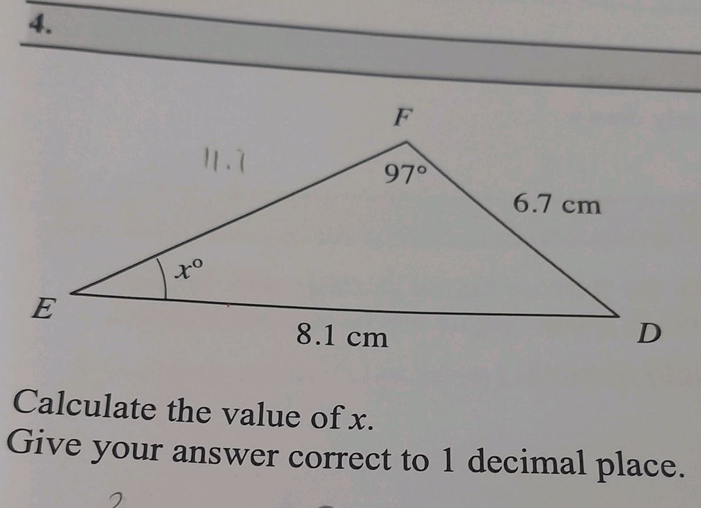Calculate the value of x. Give your answer | StudyX