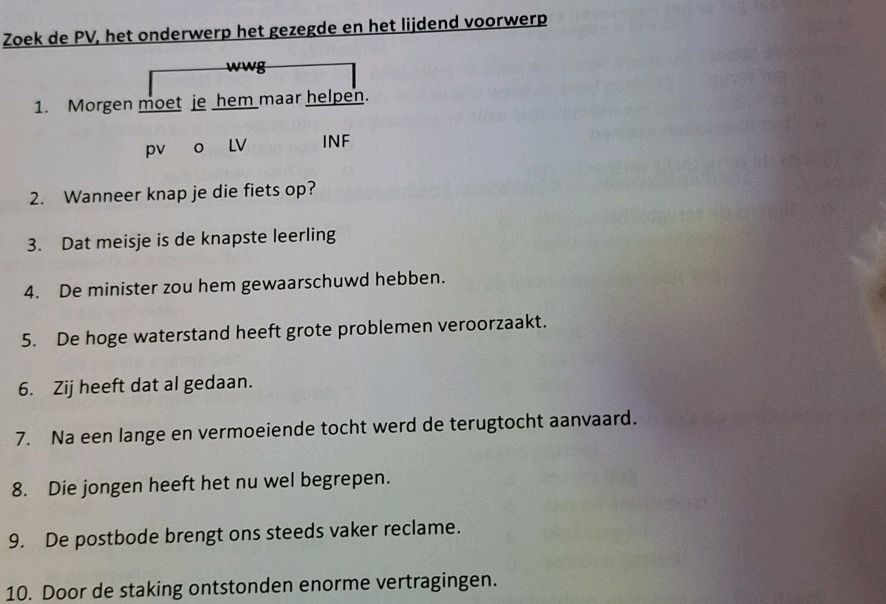 Zoek de PV, het onderwerp het gezegde en het | StudyX