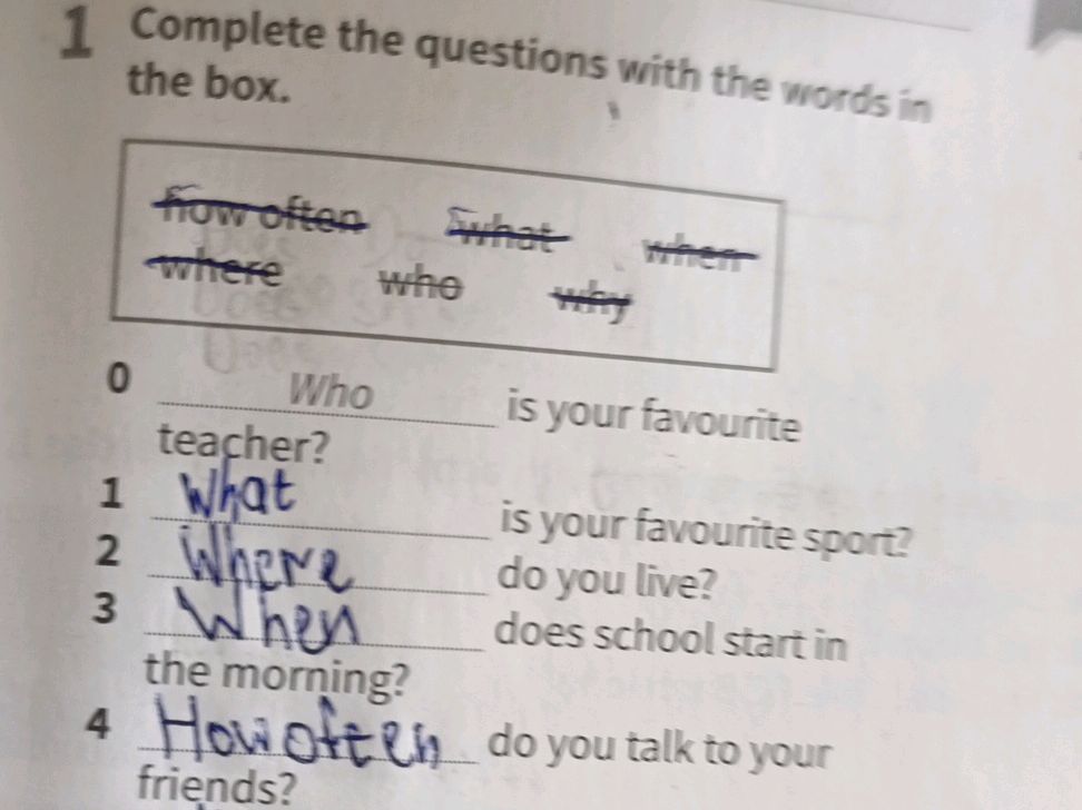 Complete the questions with the words in the | StudyX